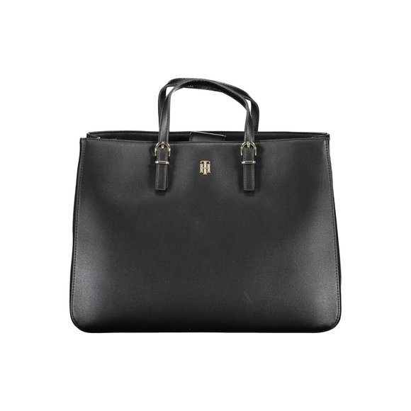 Tommy Hilfiger | Bags | Tommy Hilfiger Black Polyurethane Handbag ...